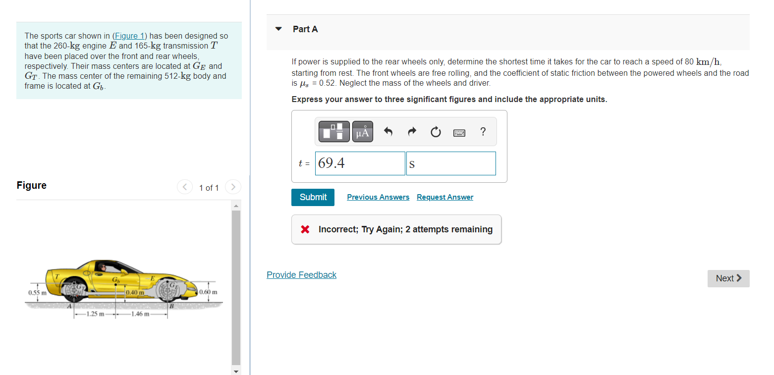 Solved The sports car shown in (Figure 1) has been designed | Chegg.com
