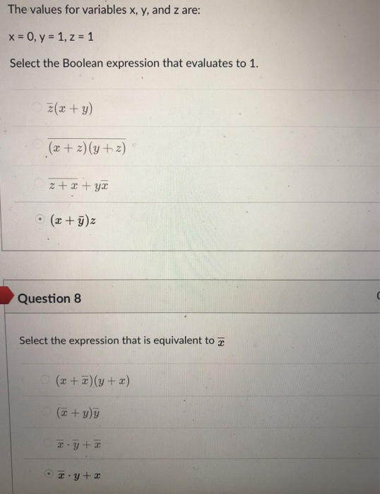Solved The Values For Variables X Y And Z Are X 0 Y 1 Z 7290