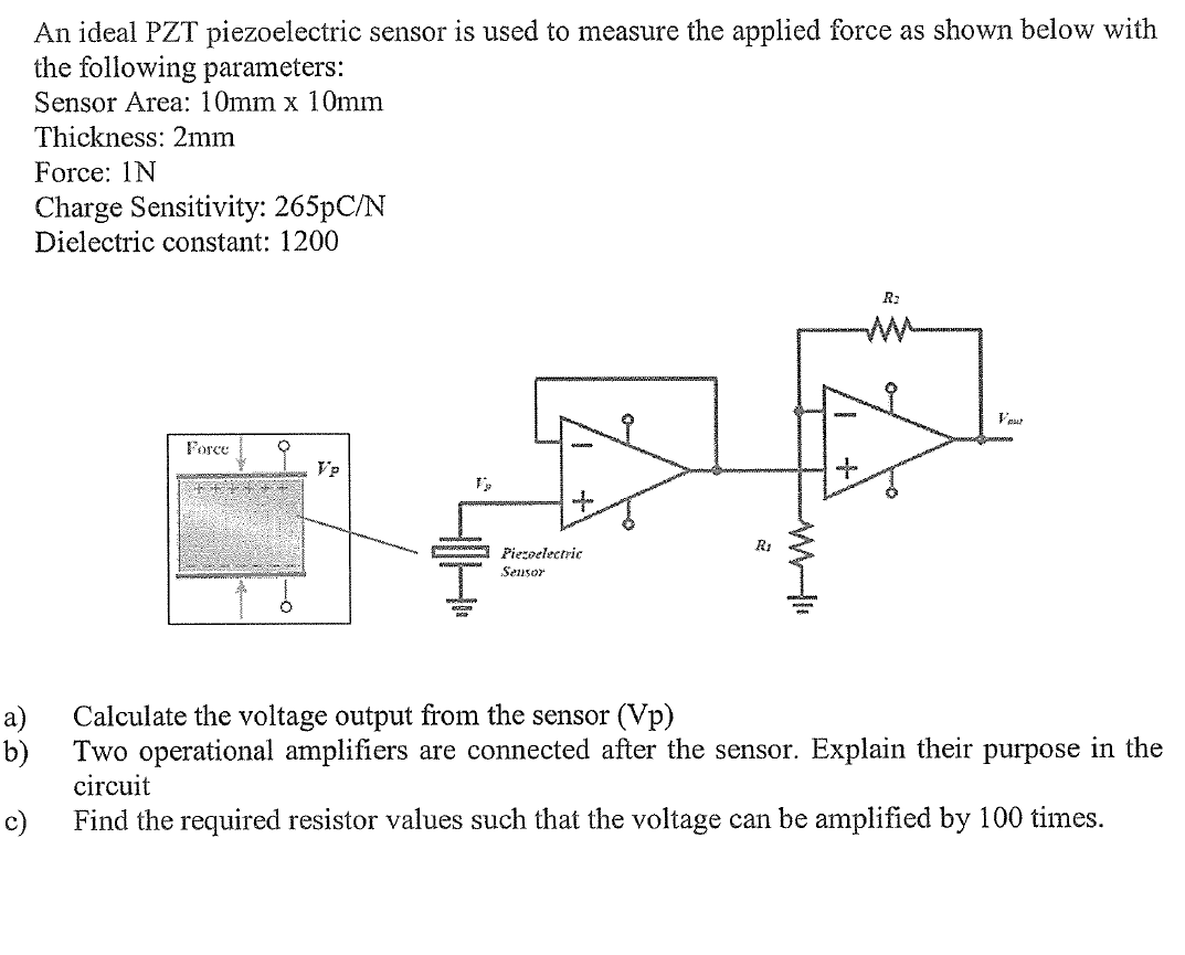 Solved An ideal PZT piezoelectric sensor is used to measure | Chegg.com
