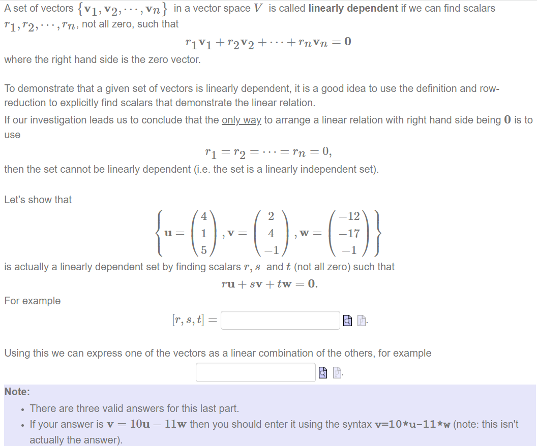 Solved A set of vectors {v1,v2,⋯,vn} in a vector space V is | Chegg.com