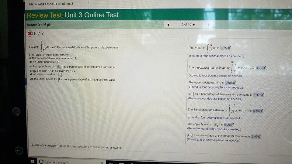 Solved Math 2414 Calculus II Fall 2018 Review Test: Unit 3 | Chegg.com