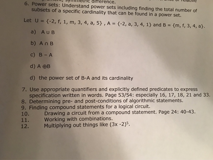 Solved 6. Power sets: Understand power sets including | Chegg.com