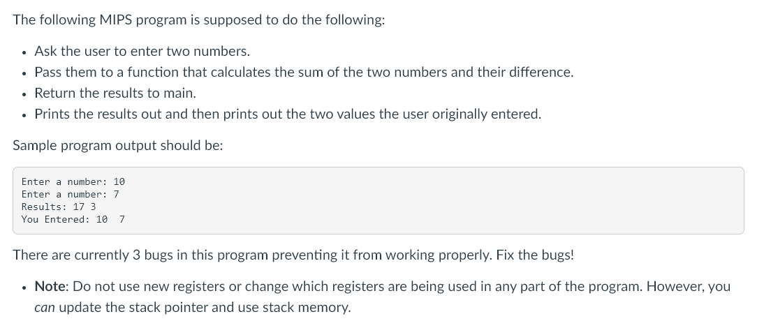 Solved The following MIPS program is supposed to do the | Chegg.com