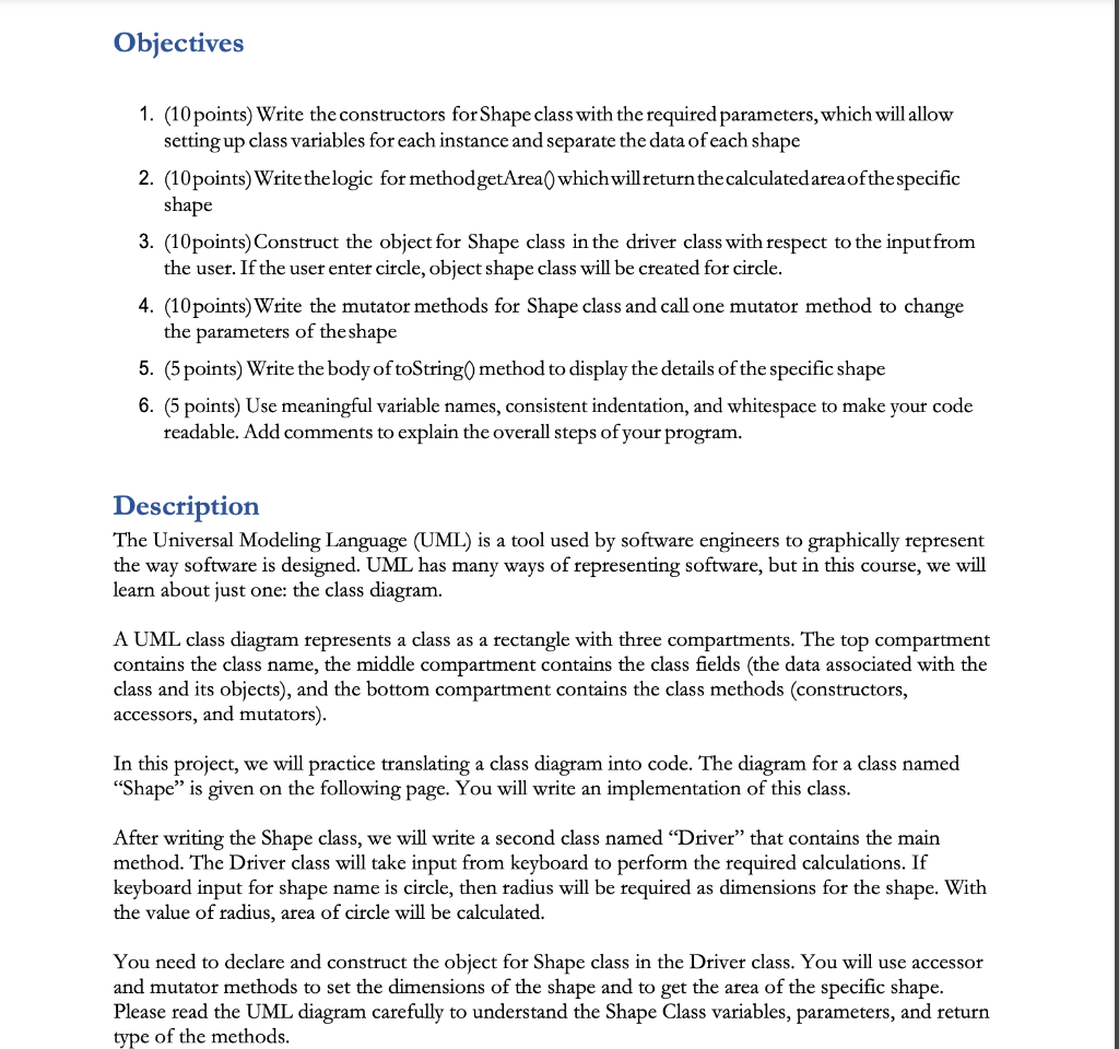 Solved Objectives 1. (10 points) Write the constructors for | Chegg.com