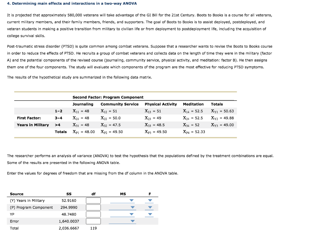 Solved 4. Determining main effects and interactions in a | Chegg.com