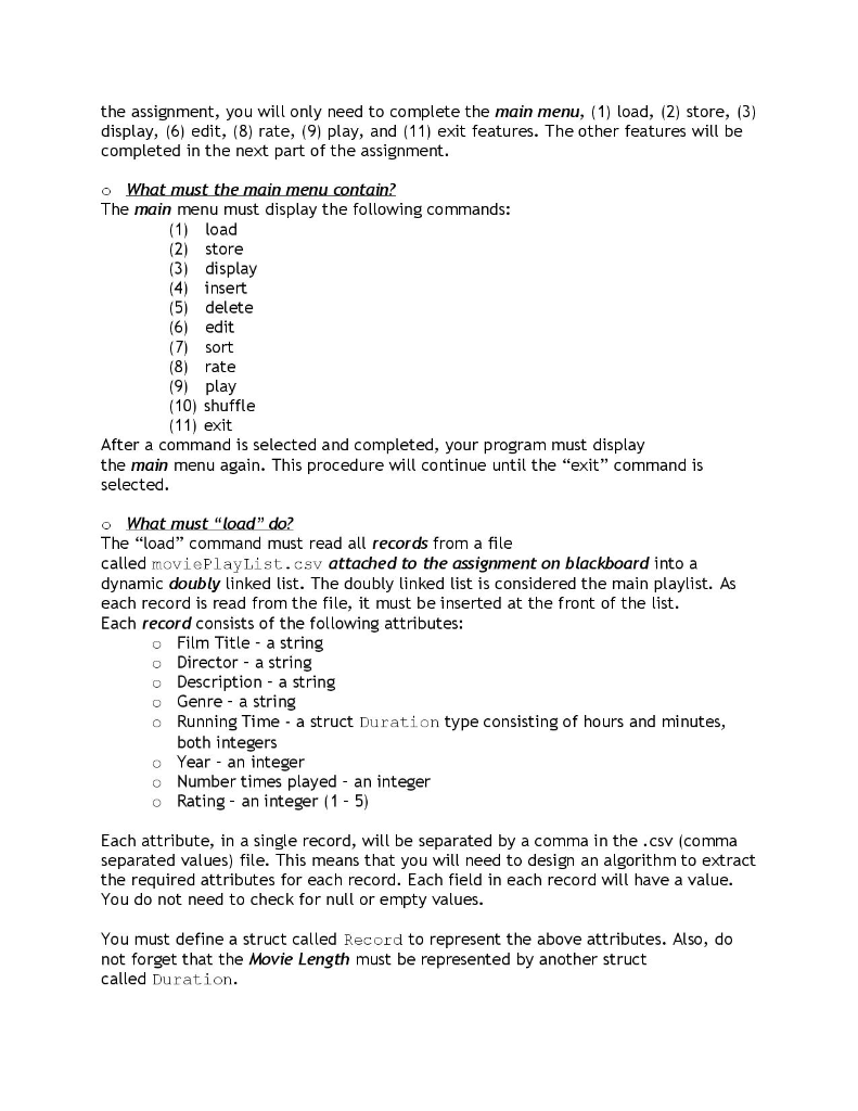 Cpts 122 - Data Structures Programming Assignment 2: | Chegg.com
