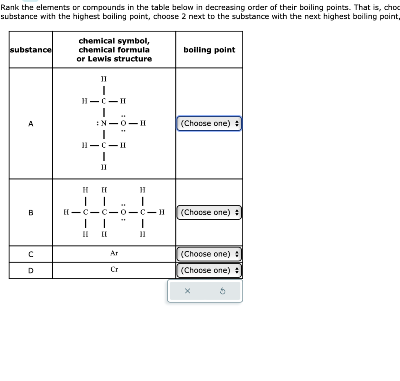 Solved Rank the elements or compounds in the table below in | Chegg.com