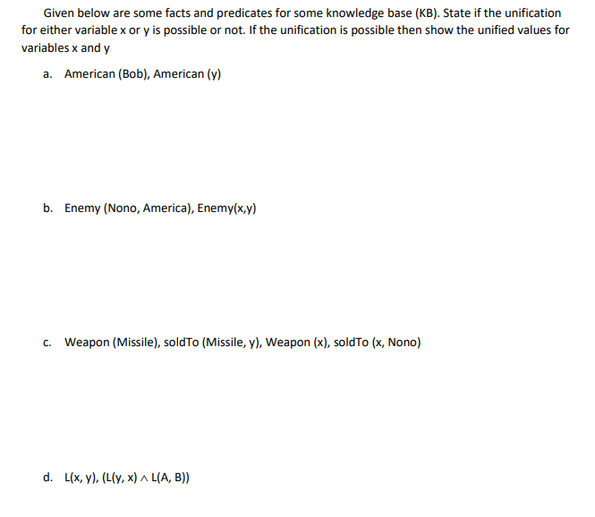 Given below are some facts and predicates for some | Chegg.com