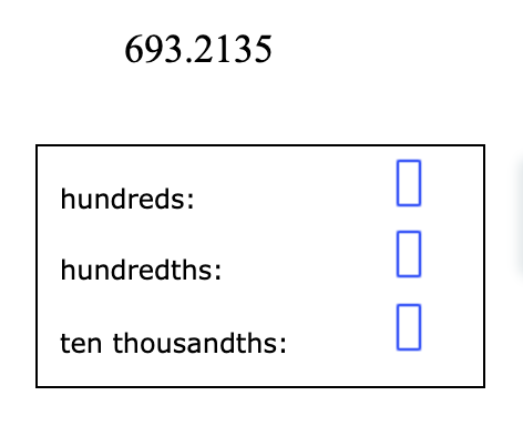 Solved 693.2135 hundreds: hundredths: ten thousandths: | Chegg.com