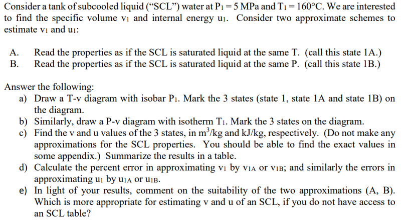 Solved Consider a tank of subcooled liquid "SCL") water at P | Chegg.com