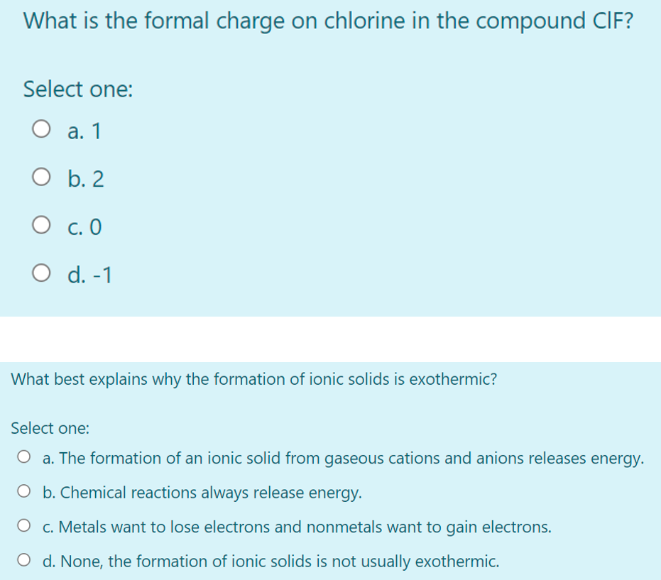 Solved What is the formal charge on chlorine in the compound | Chegg.com