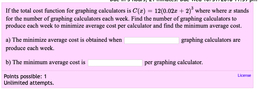 Solved If the total cost function for graphing calculators | Chegg.com