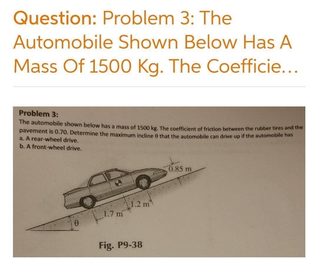 Solved Question: Problem 3: The Automobile Shown Below Has A | Chegg.com