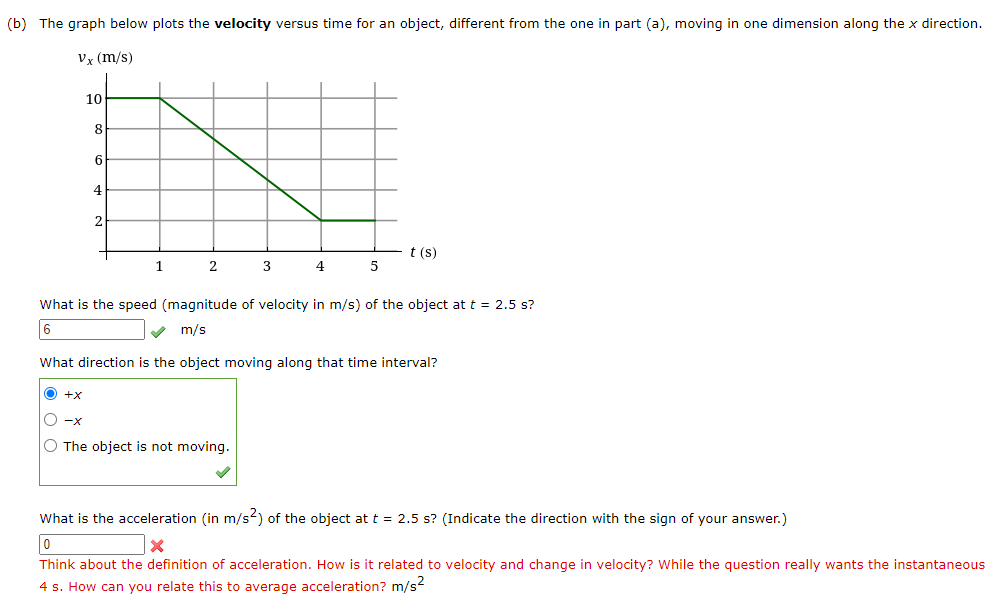 Solved What is the acceleration (in m/s2) of the object at t | Chegg.com