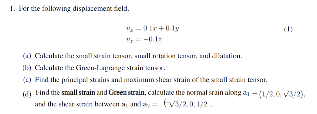 Solved For the following displacement | Chegg.com