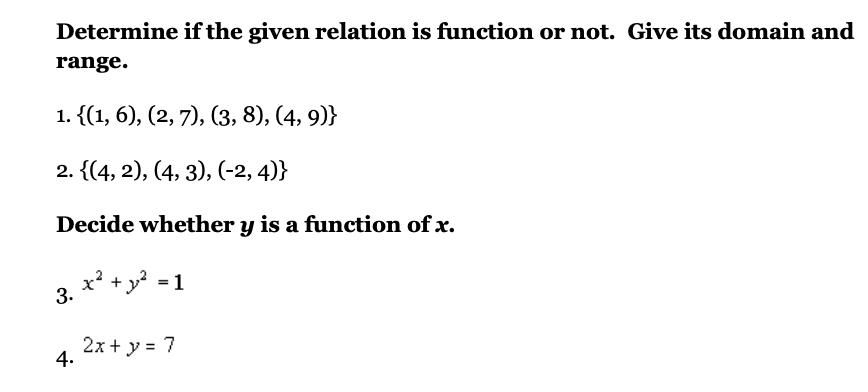 Solved Determine if the given relation is function or not. | Chegg.com