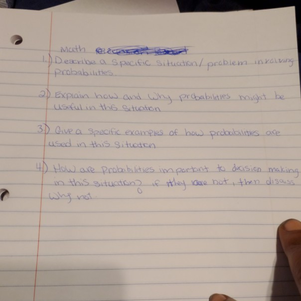 Solved Math EERSTE ID Describe a specific situation, problem | Chegg.com