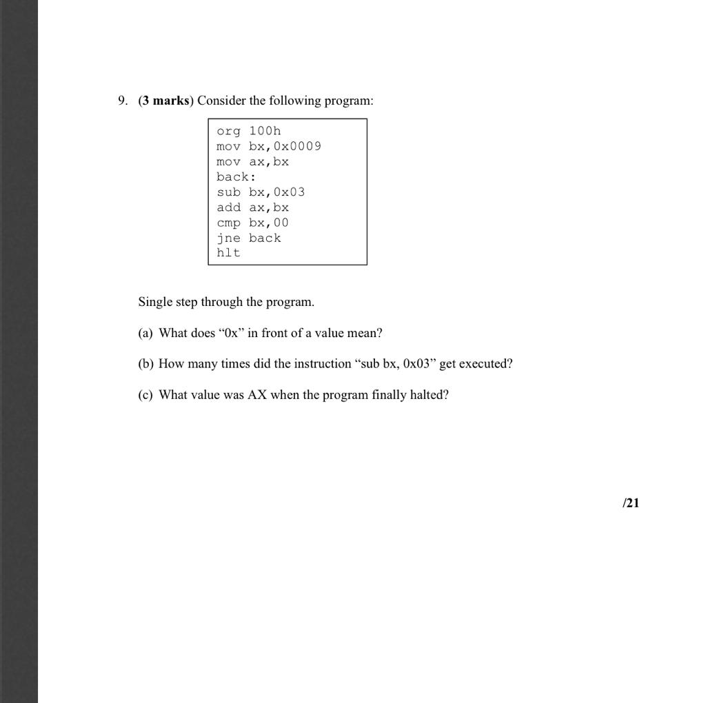 Solved 1. (1 mark) Give the names of the 8086 special | Chegg.com