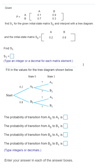 Solved Given find S, for the given initial-state matrix S, | Chegg.com