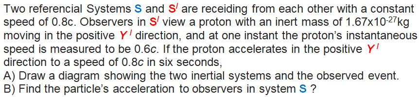 Solved Two referencial Systems S and S′ are receiding from | Chegg.com