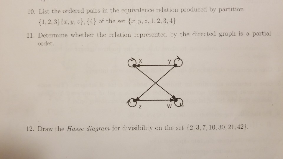 Solved 10. List the ordered pairs in the equivalence | Chegg.com