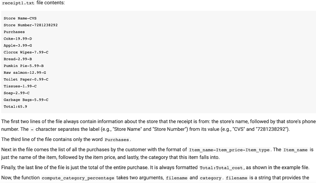 Solved Part 3: Store Receipt Reader (10 points) Pretend that | Chegg.com