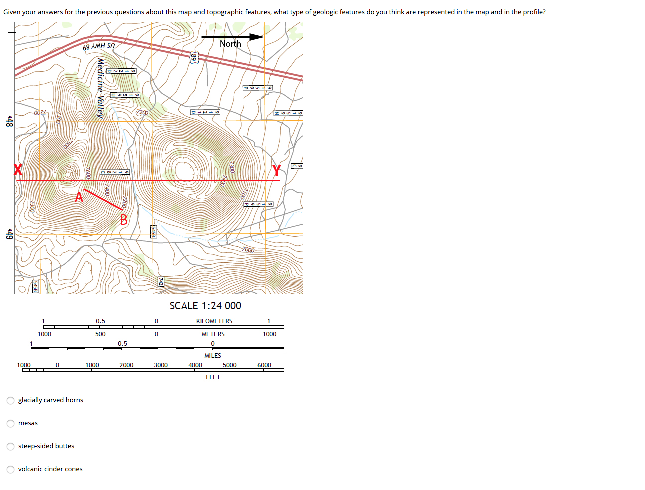 Solved Which of the following topographic profiles matches | Chegg.com