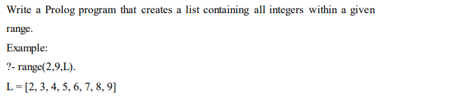 Write a Prolog program that creates a list containing | Chegg.com