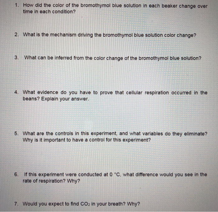 Solved Table 2: Bromothymol Blue Color Change Over Time for | Chegg.com