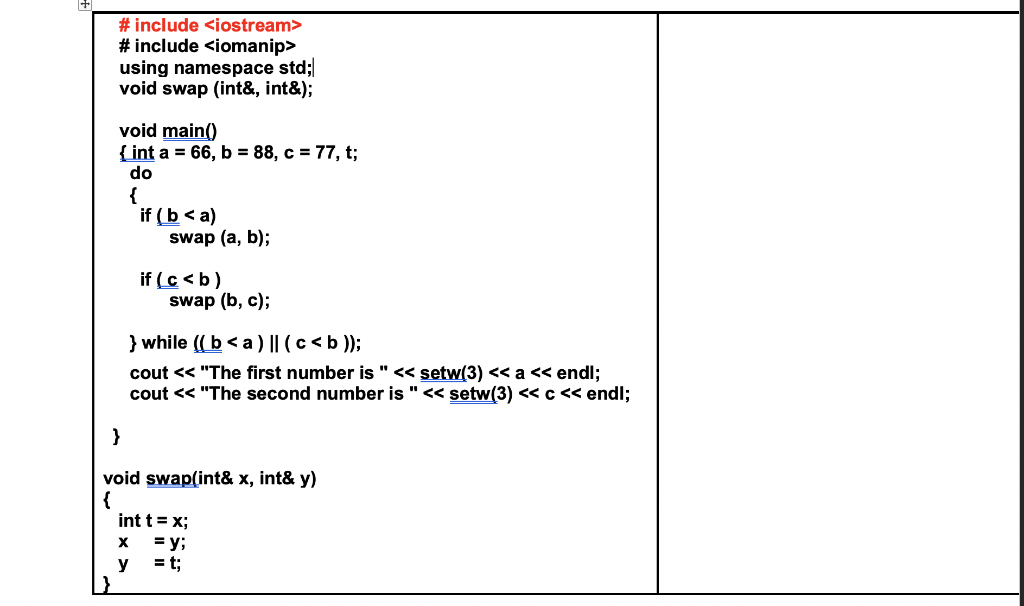 Solved #include #include using namespace std; void swap | Chegg.com