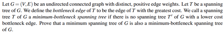 Solved Let G=(V,E) be an undirected connected graph with | Chegg.com