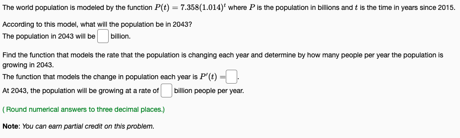 Solved The world population is modeled by the function | Chegg.com