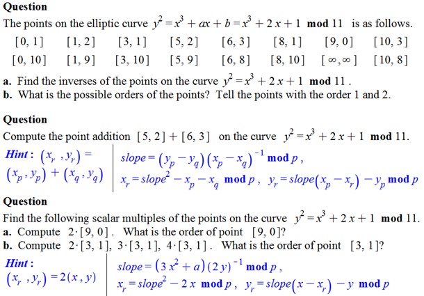 Solved Question The points on the elliptic curve | Chegg.com