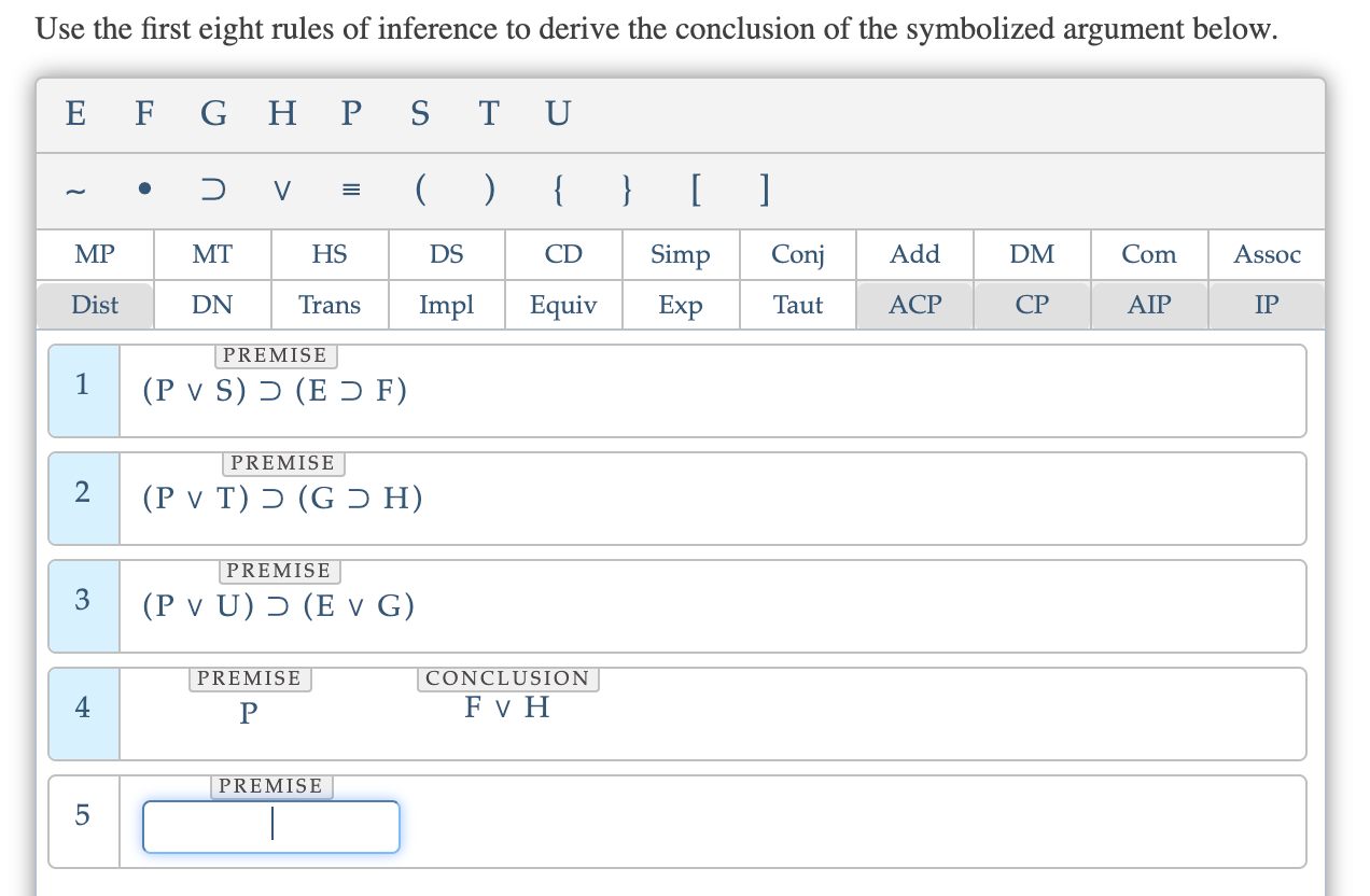 Use the first eight rules of inference to derive the | Chegg.com