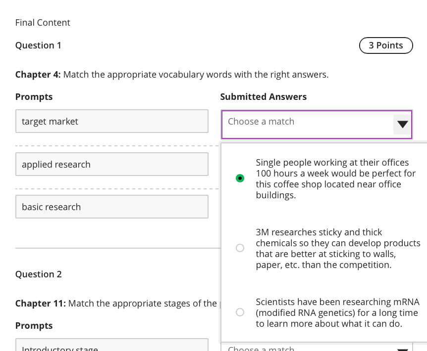 Solved Final Content Question 1 3 Points Chapter 4: Match | Chegg.com
