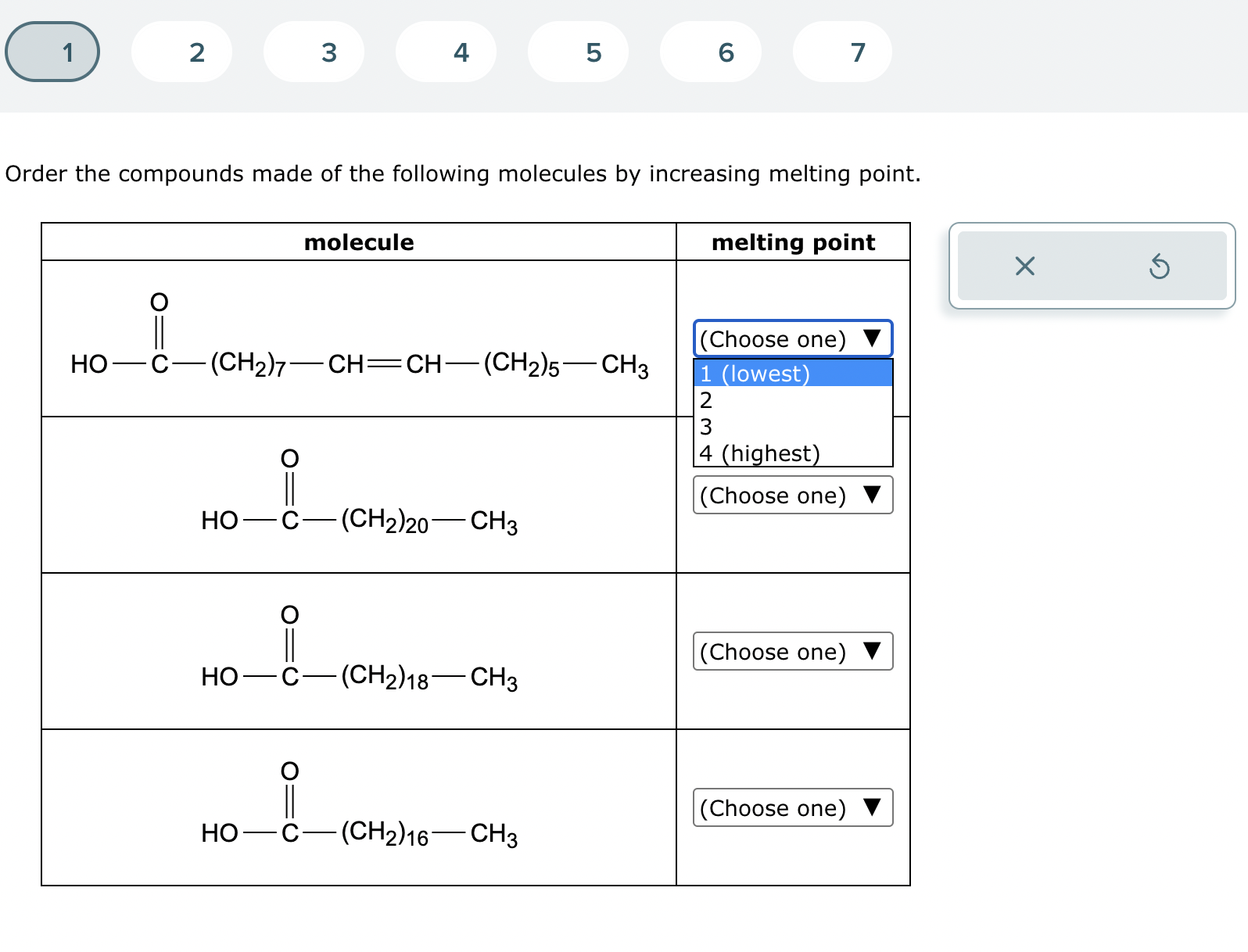 Solved Drder the compounds made of the following molecules | Chegg.com