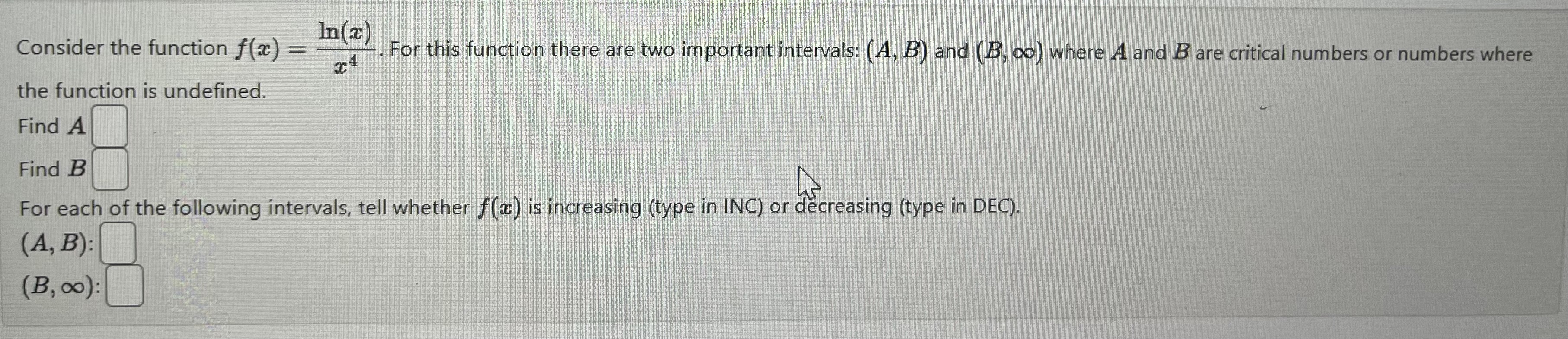 Solved Consider The Function F X Ln X X4 ﻿for This