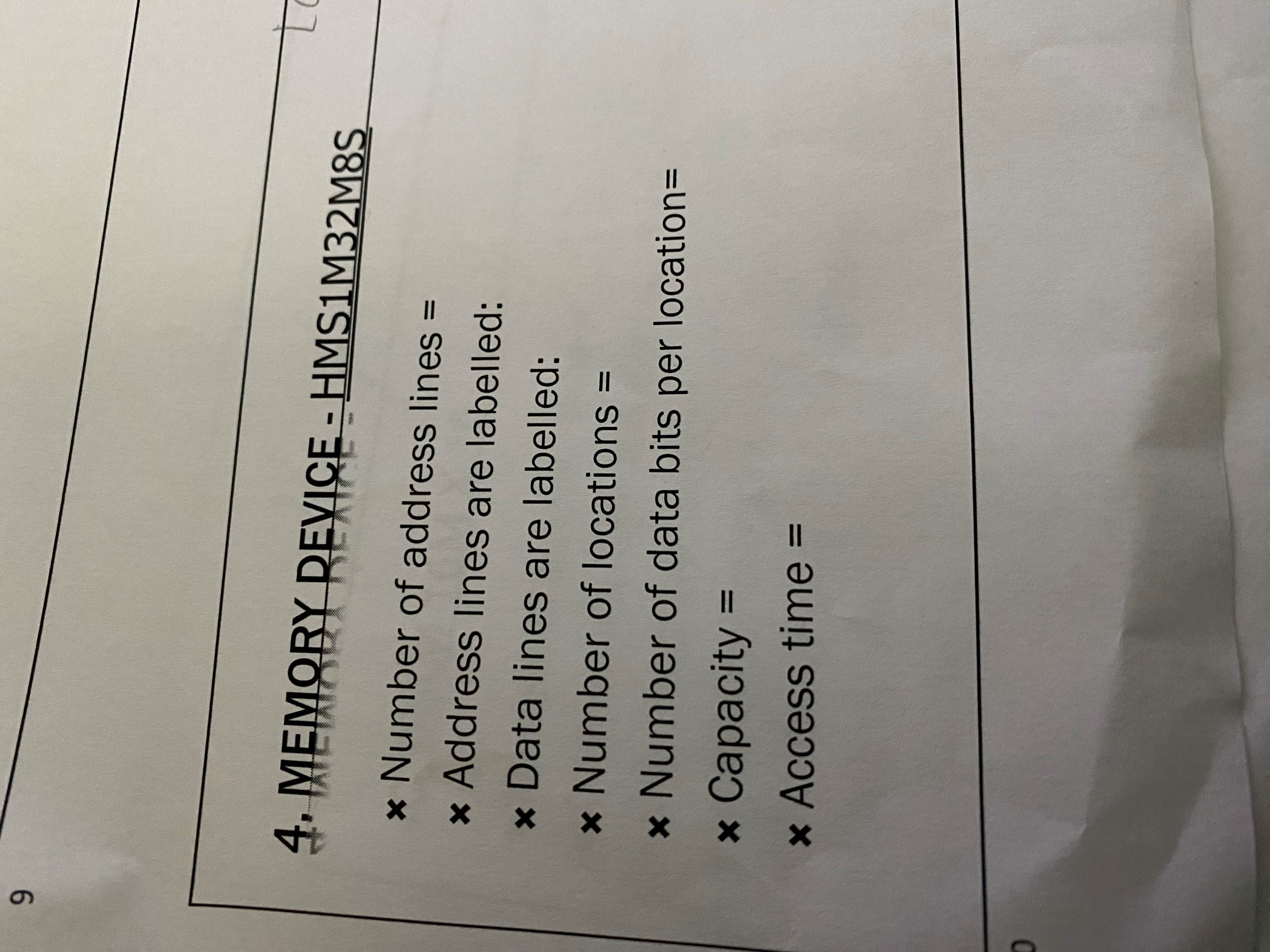 Solved 4. MEMORY DEYICE - HMS1M32M8S × Number of address | Chegg.com