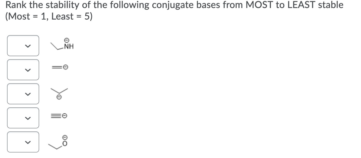 Solved Rank the stability of the following conjugate bases | Chegg.com