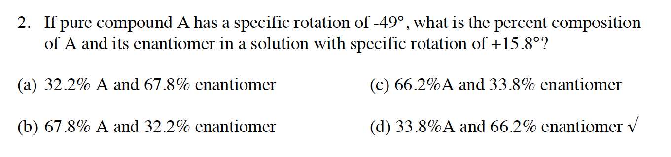 Solved Please solve. If pure compound A has a specific | Chegg.com