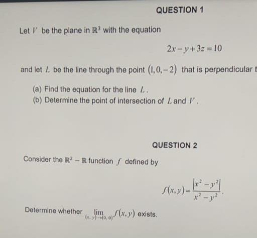 Solved QUESTION 1 Let V be the plane in R3 with the equation | Chegg.com