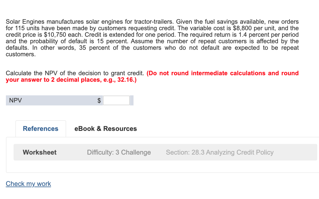 Solved Solar Engines manufactures solar engines for | Chegg.com