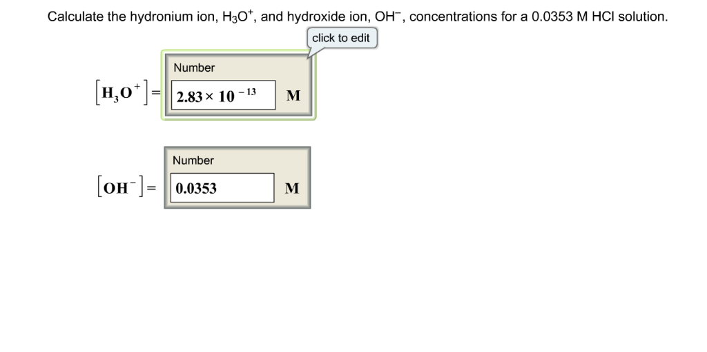 Solved Calculate the hydronium ion, H30, and hydroxide ion, | Chegg.com