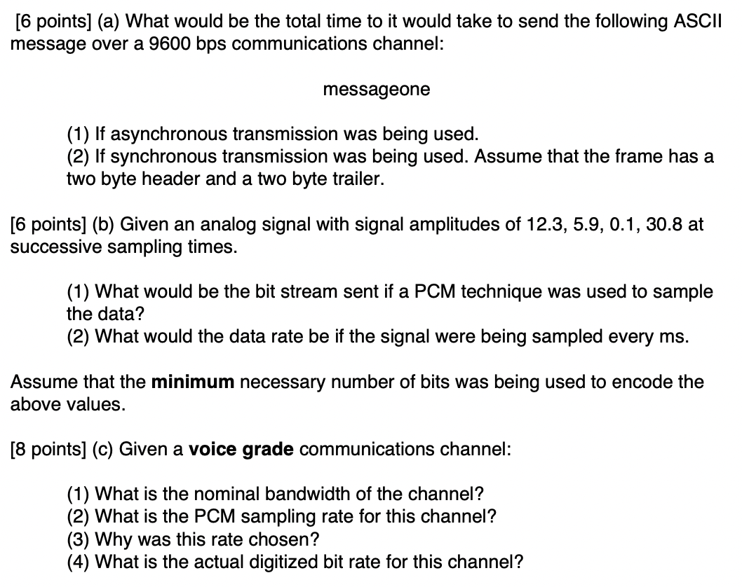 Solved [6 ﻿points] (a) ﻿What would be the total time to it | Chegg.com