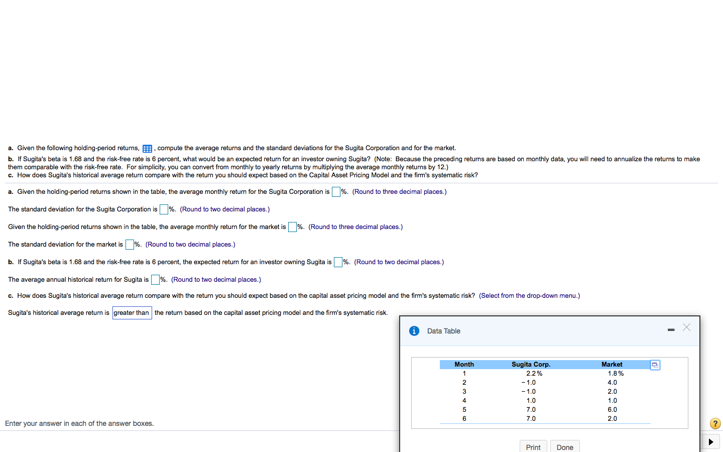 Solved a. Given the following holding-period returns, E, | Chegg.com