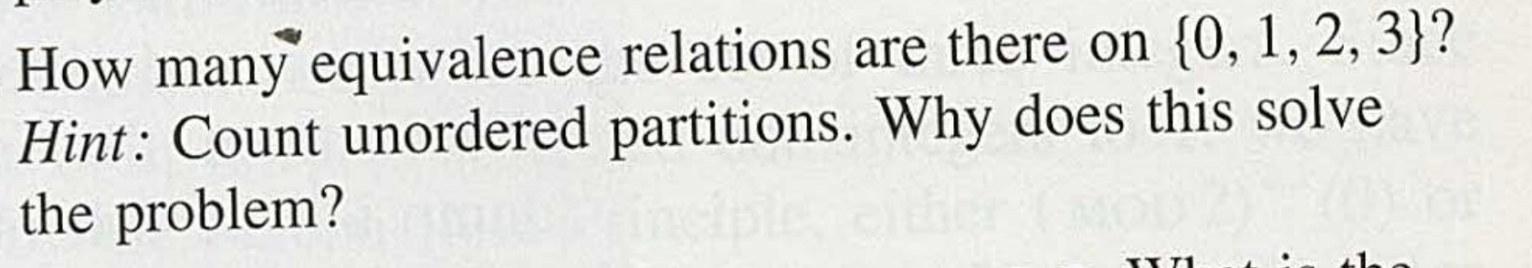 Solved How many equivalence relations are there on {0,1,2,3} | Chegg.com