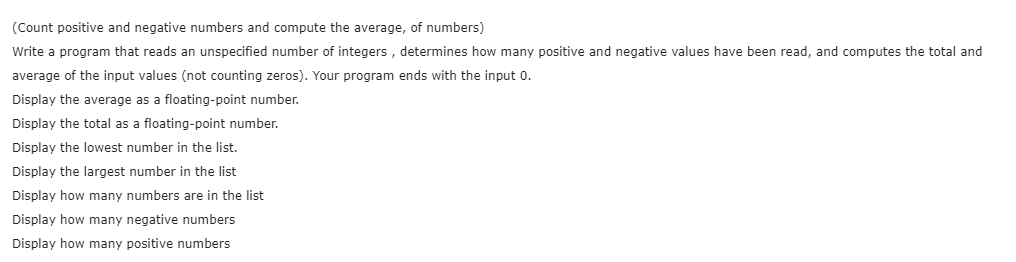 Solved Count Positive And Negative Numbers And Compute The Chegg