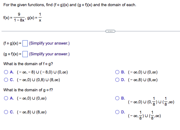 Solved For the given functions, find (fog)(x) and (gof)(x) | Chegg.com