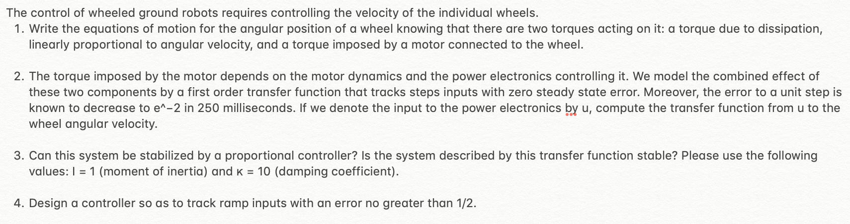 The control of wheeled ground robots requires | Chegg.com