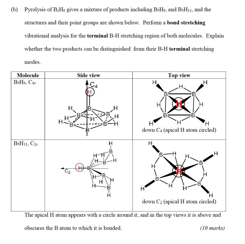 Solved (b) Pyrolysis of B2H6 gives a mixture of products | Chegg.com